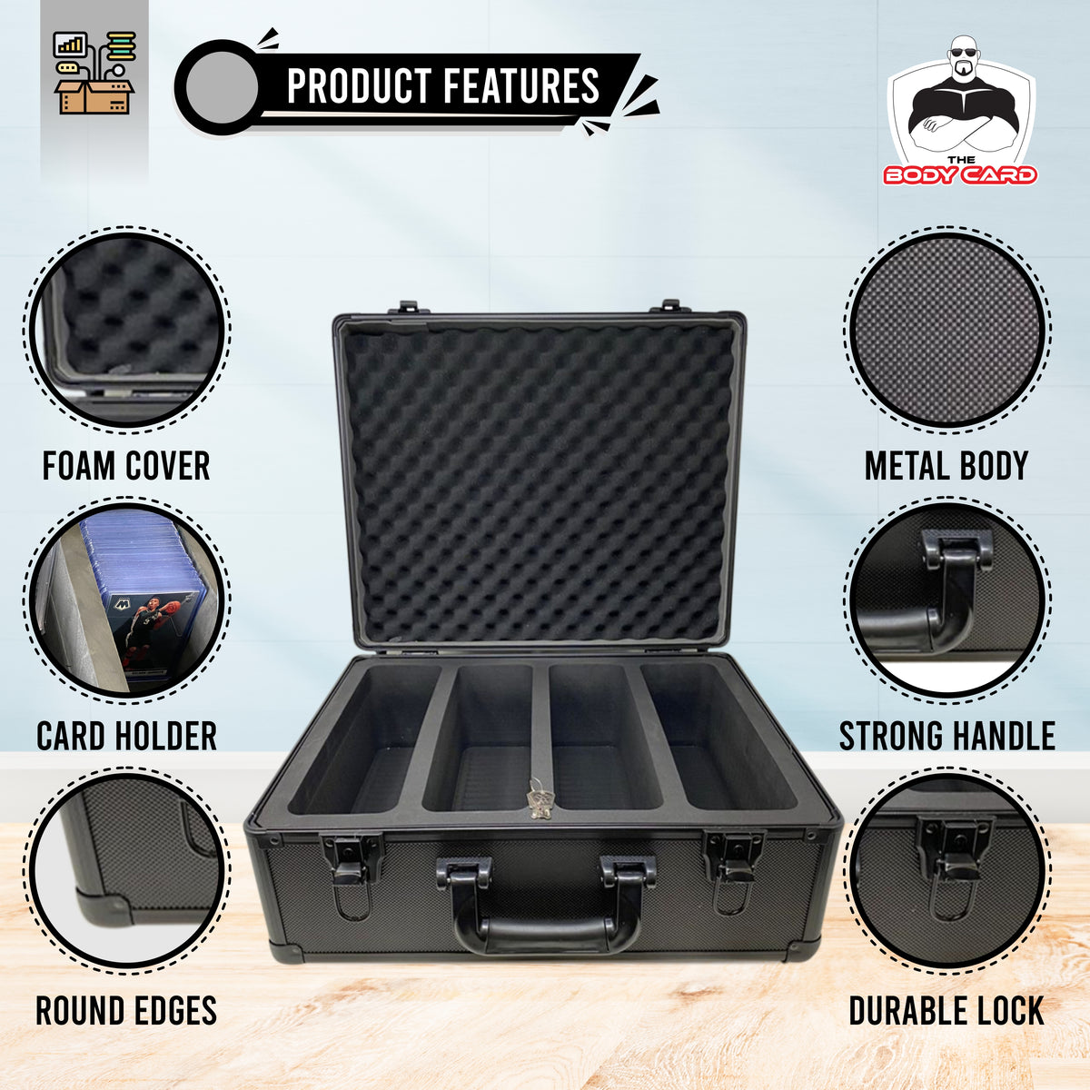 Black Metal Storage Case For Sports And Gaming Cards – Body Card